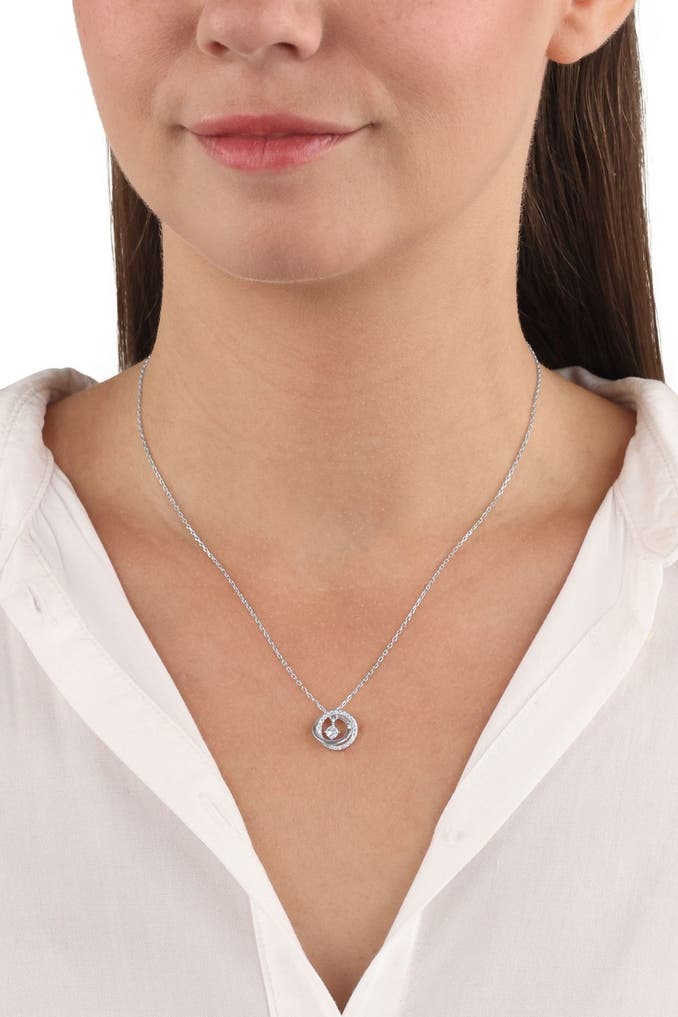 AMOR Kette mit Anhänger für Damen, 925 Sterling Silber, Zirkonia synth ...