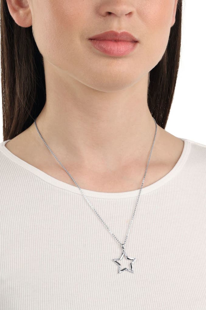 AMOR Kette mit Anhänger für Damen, 925 Sterling Silber, Zirkonia synth ...