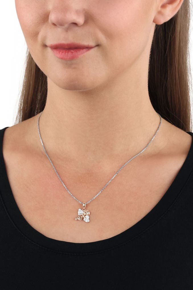 AMOR Kette mit Anhänger für Damen, 925 Sterling Silber, Zirkonia synth ...