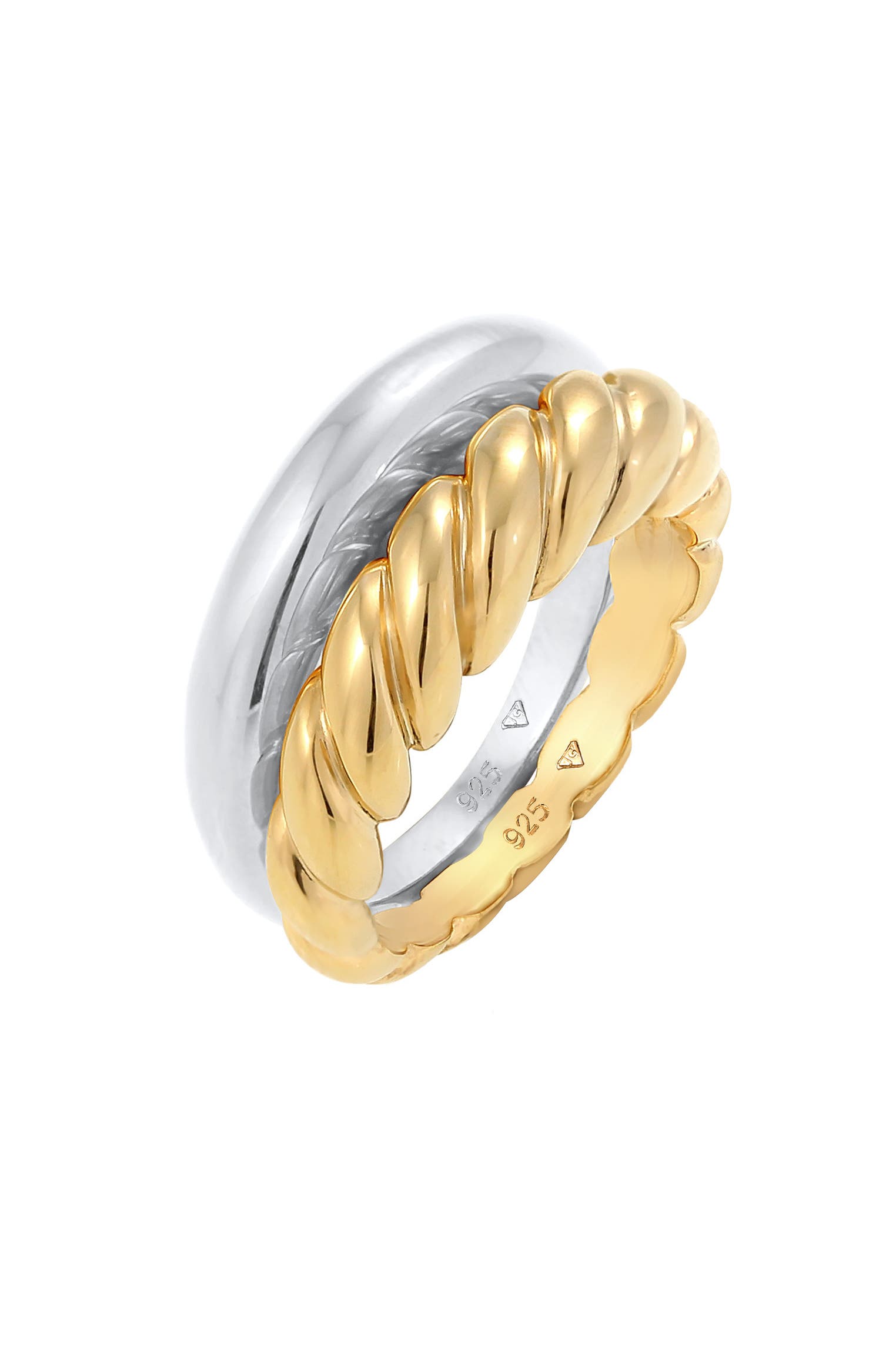 ELLI PREMIUM Ring Gedreht Bandring Classic (2 tlg) Set 925 Silber Bunt ...