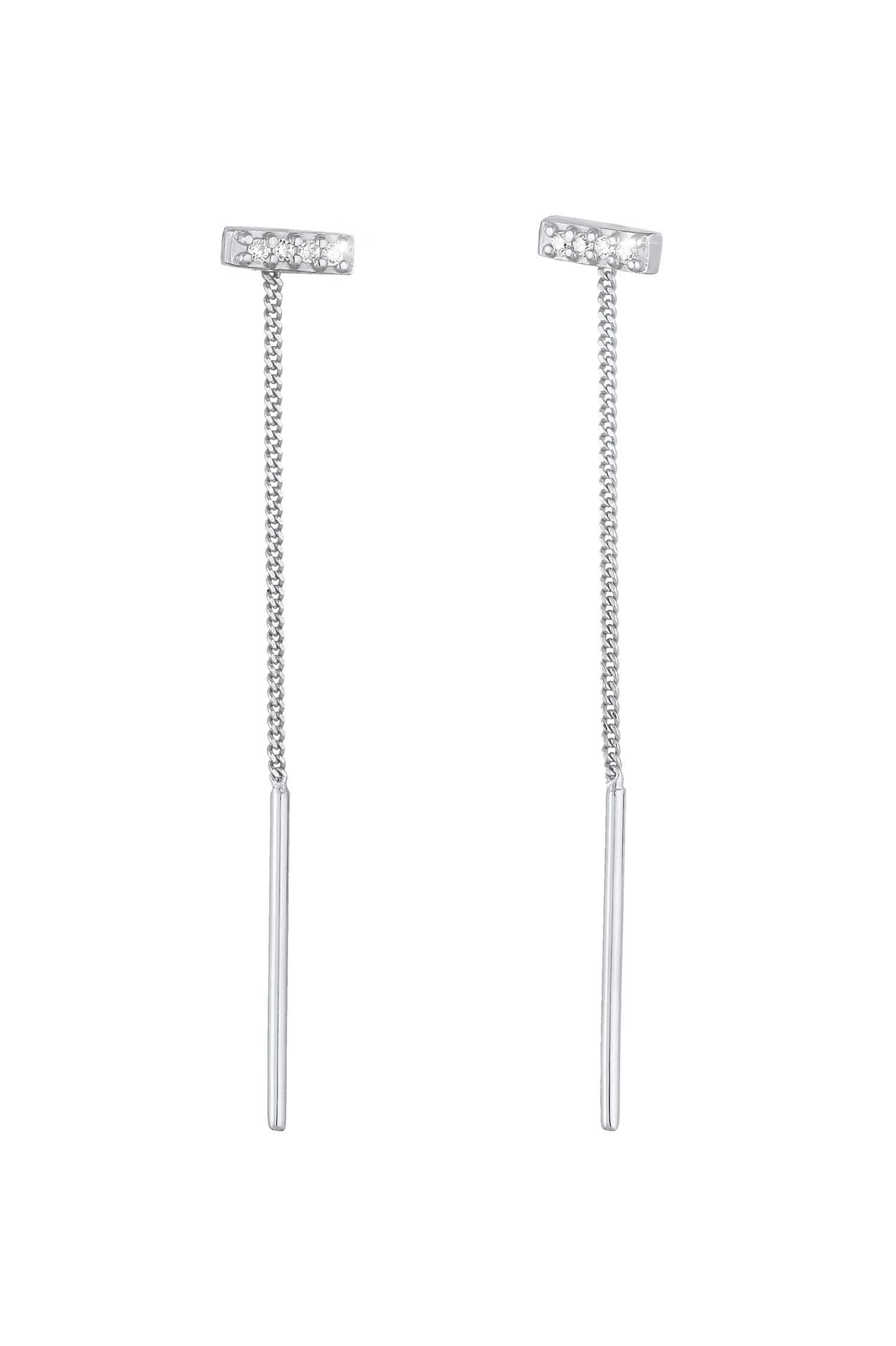 ELLI Ohrringe Zirkonia Stab Durchzieher Trend 925 Silber Silber ...