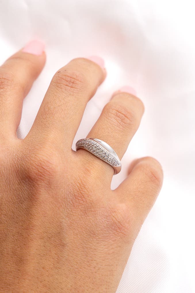 ZEEME Ring Silber 925 rhodiniert mit Zirkonia weiß silber » günstig ...