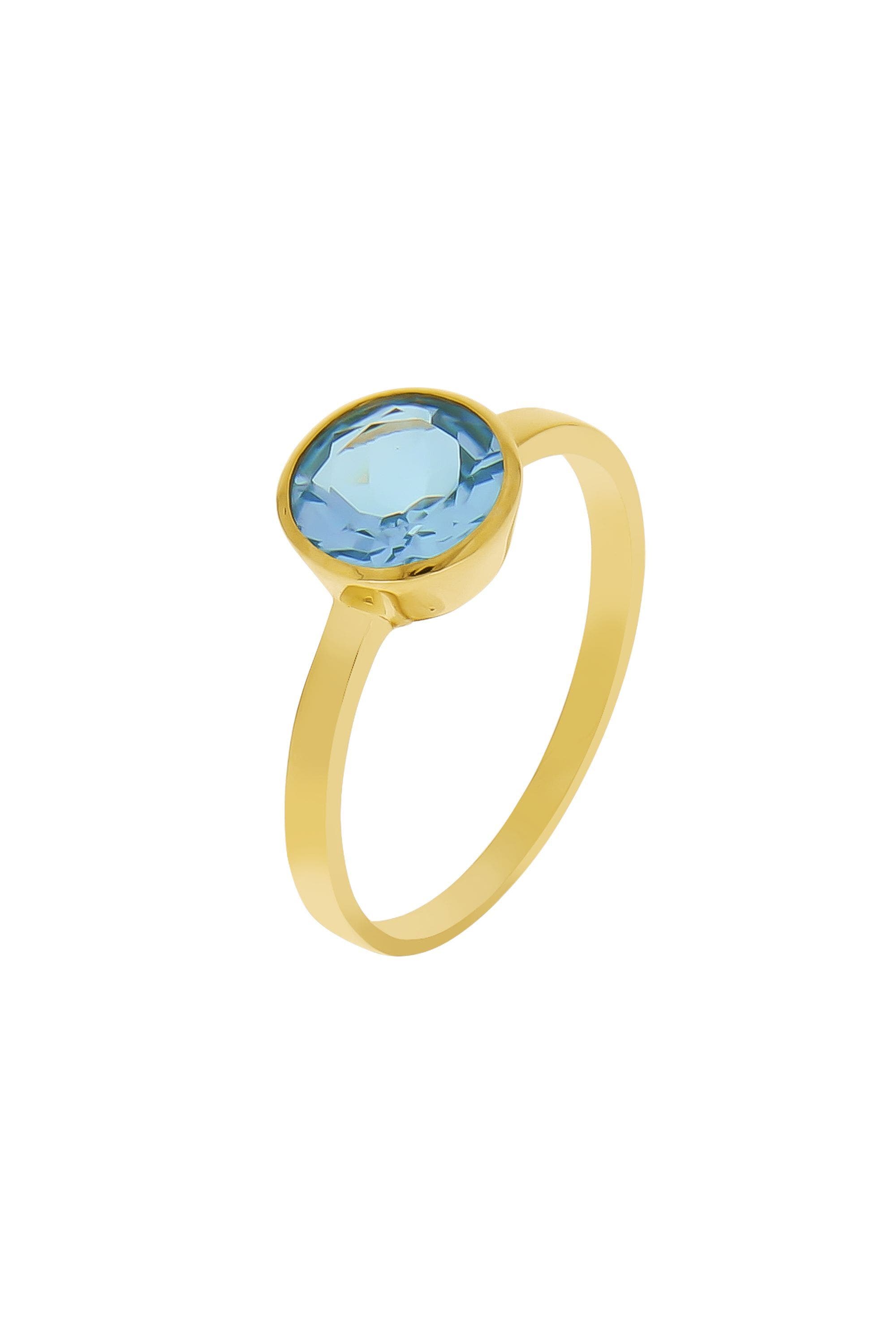 FASCINATION BY ELLEN K. Ring Gold 375 mit echtem Blautopas (beh.) 8mm ...