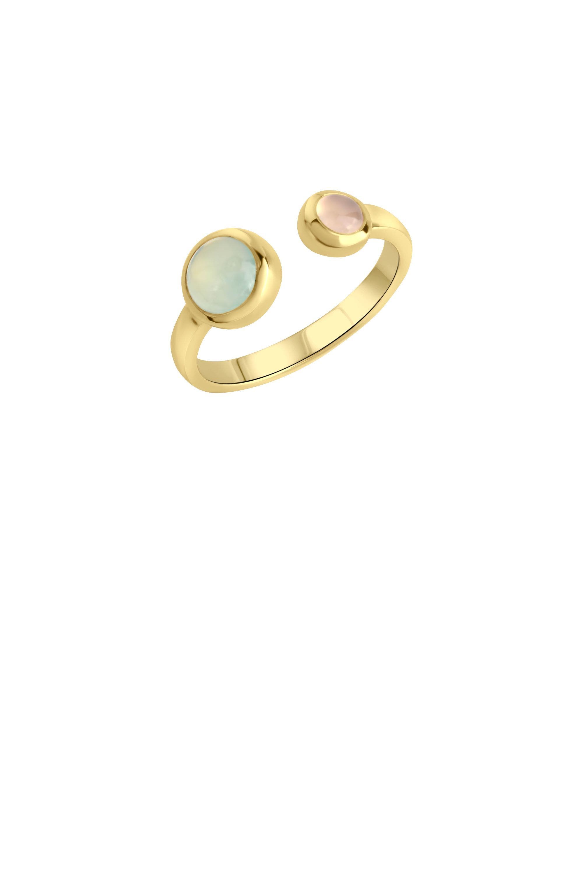 JAMELLI Ring Silber 925 vergoldet mit echten pinken und blauen ...