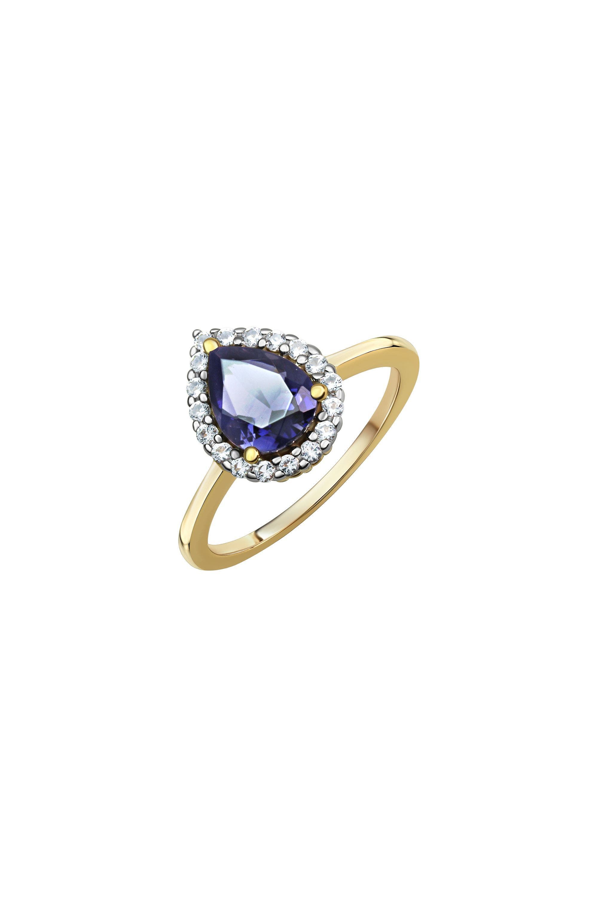 FASCINATION BY ELLEN K. Ring Gold 585 mit echtem Iolith-Tropfen ...