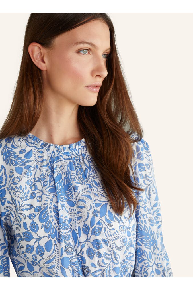 Stilvolle Weiss Blau Kleid Bild
