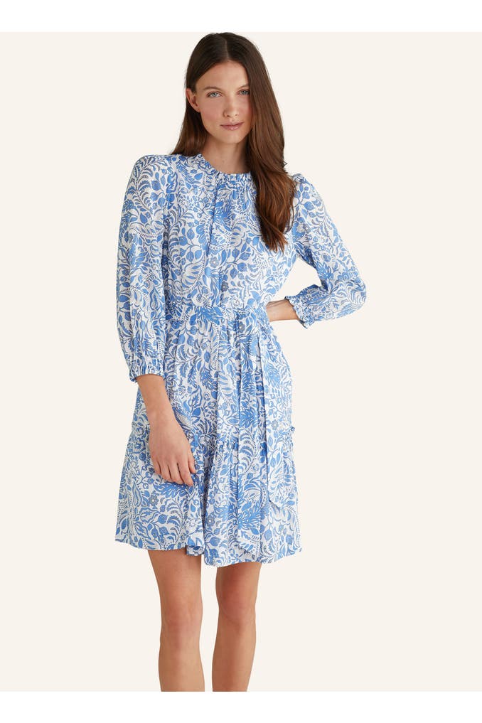 Stilvolle Weiss Blau Kleid Bild