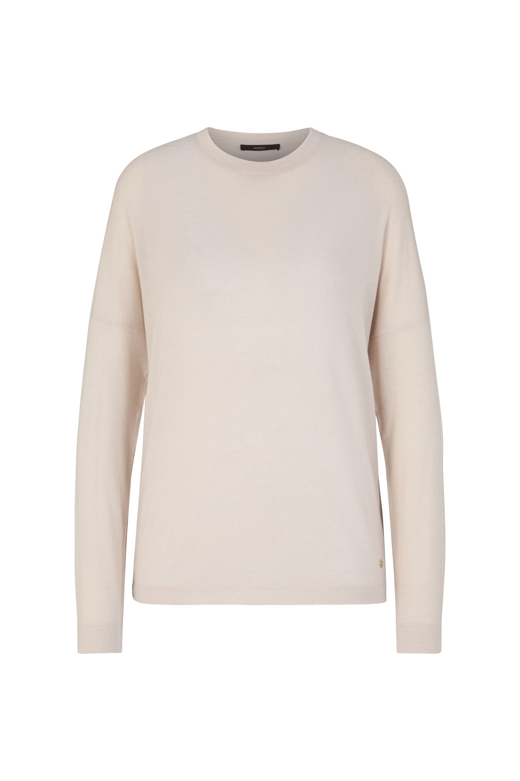 WINDSOR. Pullover Tencel-Wollstretch-Rundhals hellbeige » günstig online kaufen | Outletcity