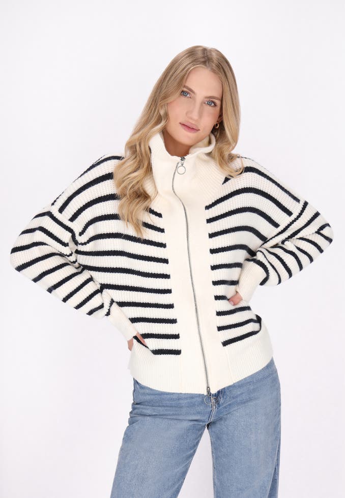 DREIMASTER Strickjacke Wollweiss Marine » günstig online kaufen ...