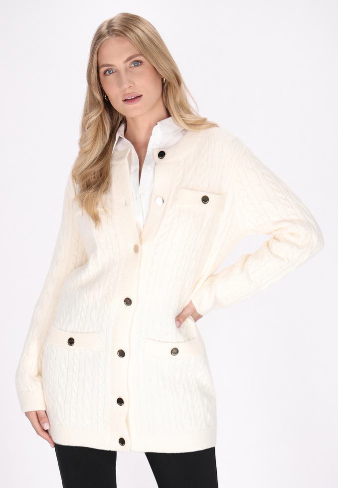 DREIMASTER Strickjacke Wollweiss » günstig online kaufen | Outletcity