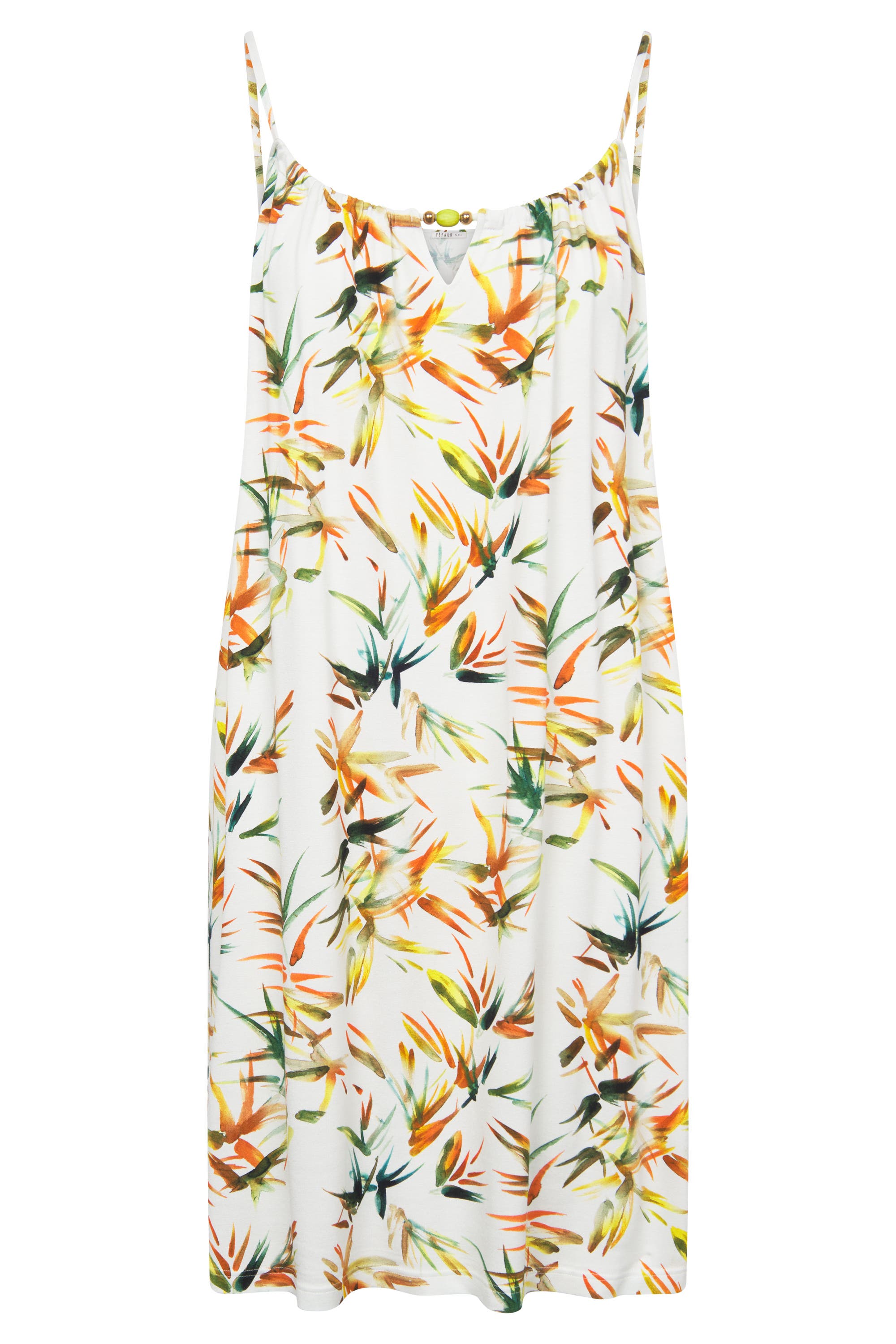 FÉRAUD Strandkleid im sommerlichen Blätter-Druck Viskose/Elasthan ...