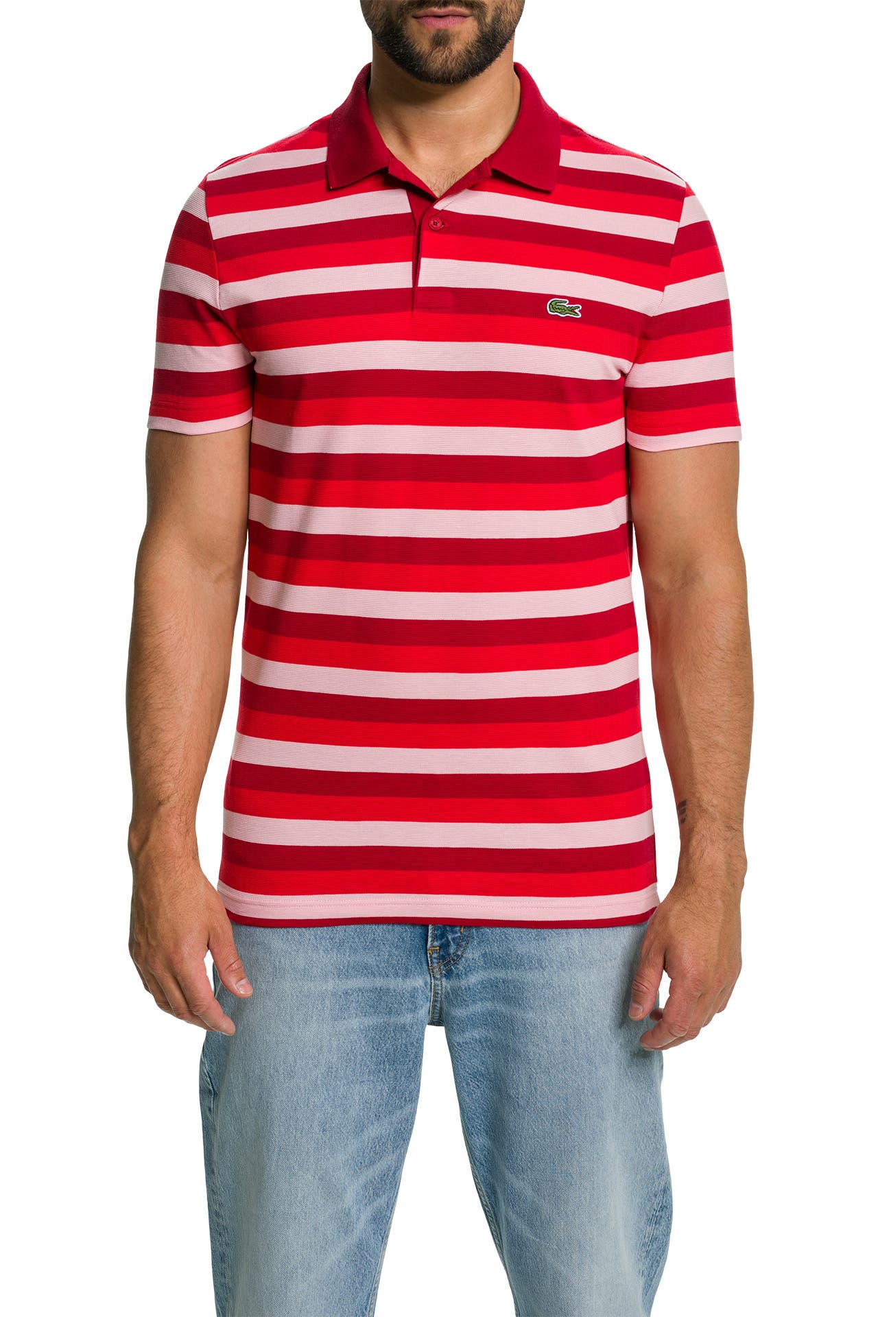 LACOSTE Polo-Shirt rot gestreift » günstig online kaufen | Outletcity