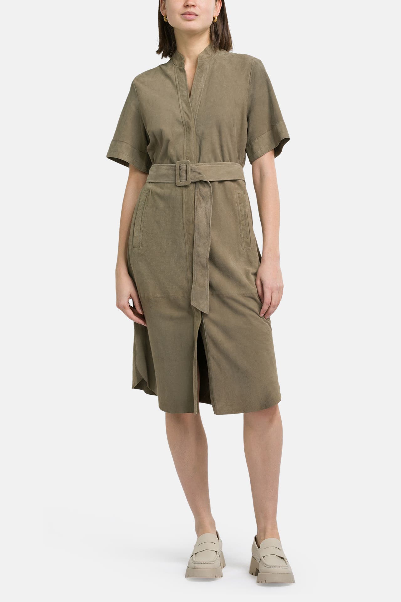 RIANI Lederkleid oliv » günstig online kaufen