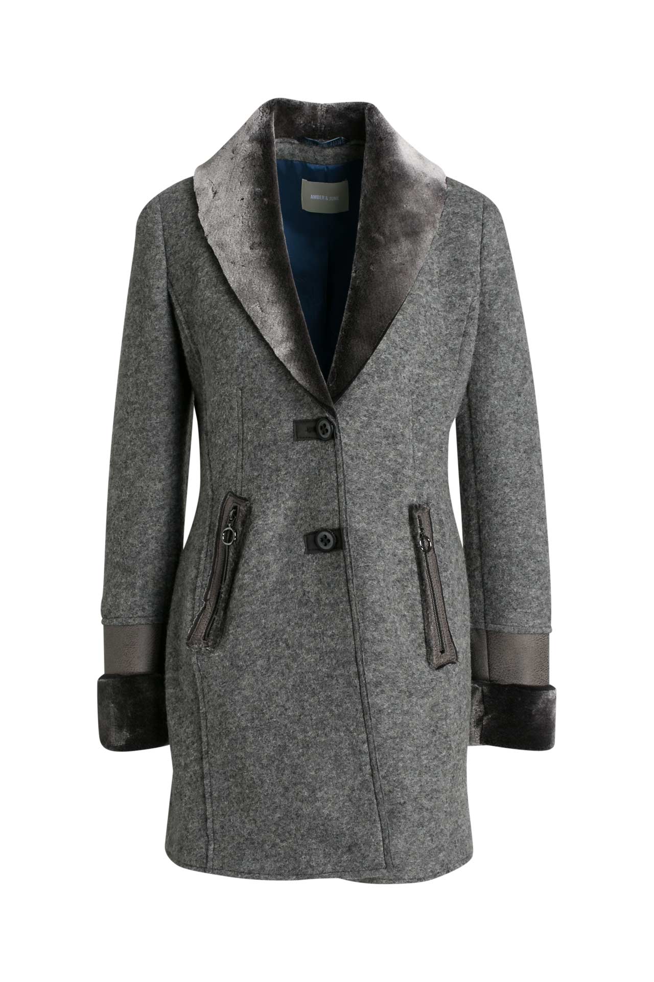 AMBER & JUNE Wollmix-Kurzmantel grau » günstig online kaufen | Outletcity