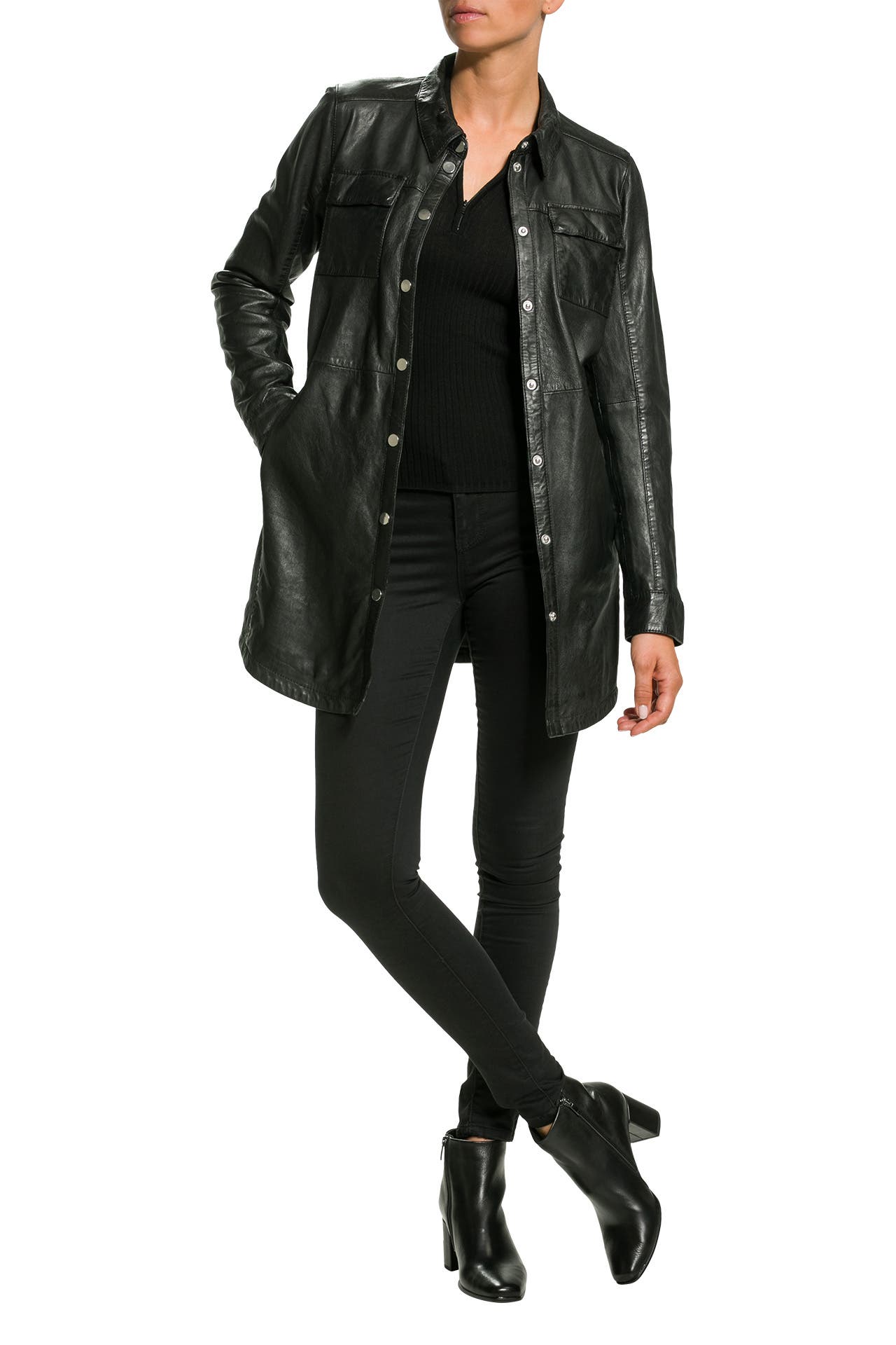 GIPSY Lederbluse 'Miha' schwarz » günstig online kaufen