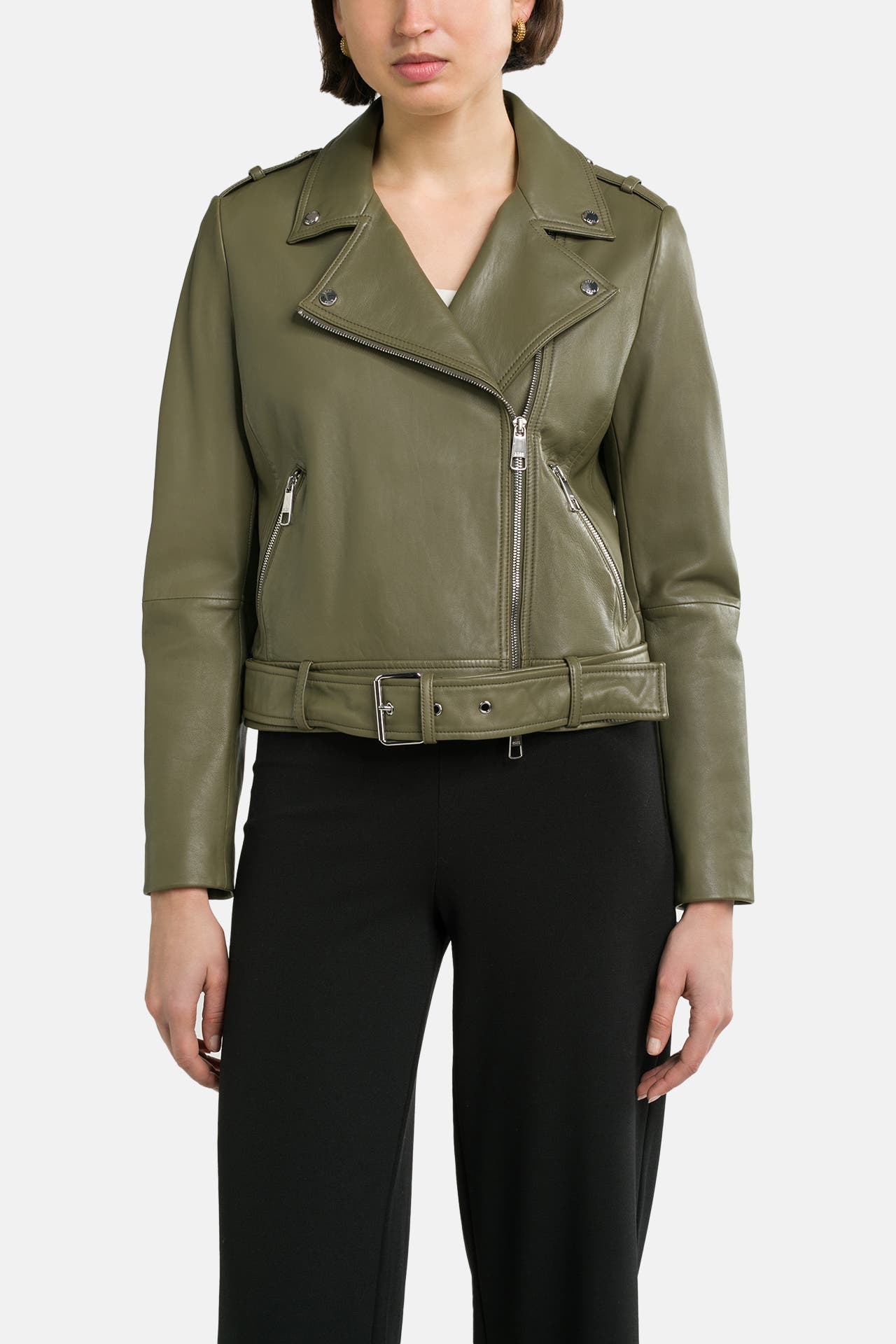 BOSS ORANGE Lederjacke 'Sameli' oliv » günstig online kaufen | Outletcity