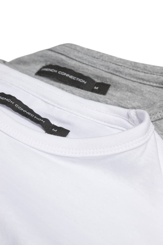 French Connection 2er Pack T Shirts Weiß Hellgrau Meliert Günstig